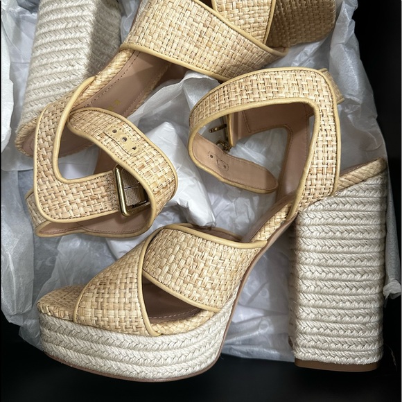 Coach | Shoes | Coach Womens Nelly Raffia Platform Sandals 9 | Poshmark